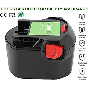 Hanaix 3.0Ah 12V Ni-MH Replacement Battery Compatible with Ridgid 130252002, 130254001, 200901013, 200901010, R82015 R820011 R82233 R82001 R8408 R829 AEG B1214G B1215R B1220R