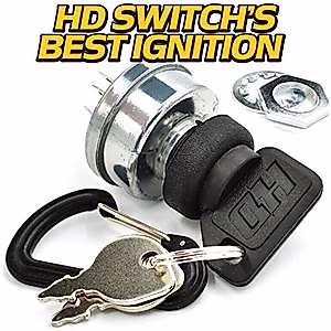 HD Switch Replaces Troy-Bilt/MTD, Pro-Line FRT, Proline, Horse, Big Red - Garden Tiller - Rear Roto-Tiller Starter Ignition Key Switch - Ultimate Dual Protection Upgrade - 3 Keys & Free Carabiner