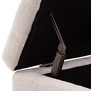 HOMCOM Storage Ottoman, Linen Fabric Button Tufted Storage Bench with Soft Close Lid for Living Room, Entryway or Bedroom, Beige