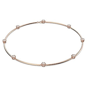SWAROVSKI Constella All-Around Necklace, Clear Circle-Cut Crystal with a Rose-Gold Tone Finish Chain, part of the Swarovski Constella Collection