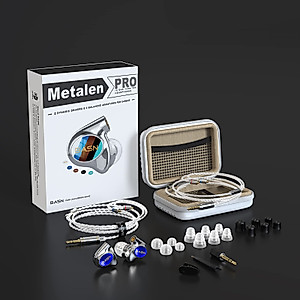 BASN Metalen PRO 4 Drivers in-Ear Monitors Headphones for musicians, Noise Isolating Enhanced Bass Sound Earphones with CNC Metal Craft Shell, Wired Upgraded Detachable MMCX Cables(Sapphire)