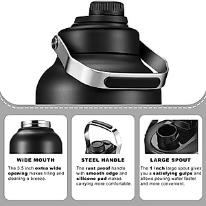 BAPTQU 1 Gallon Water Bottle Insulated, Triple Insulation Big 1 Gallon Water Jug 128 oz Insulated Water Bottle with Handle, Metal Large Insulated Water Jug One Gallon Stainless Steel Water Bottles