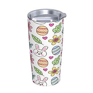 ayvcxui plants flower with easter eggs Stainless Steel Insulated Tumbler 20 Oz Water Bottle Coffee Mug Coffee Mug With Lid Straw Gifts