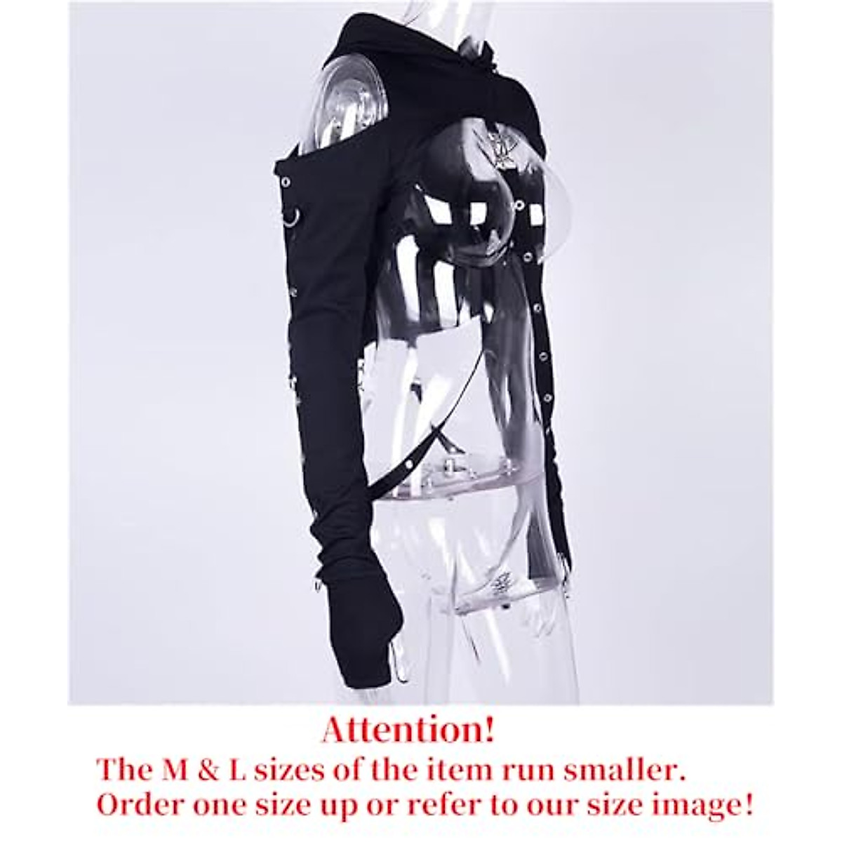 Goth Crop Top Hoodies For Women Hoodie Aesthetic Punk Black Sweatshirt Rave Outfit Emo Teen Girls Long Sleeve Workout