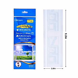 Garsum Window Fly Traps Indoor, Fly Paper Bug Sticky Strips, House Fly Killer Window Decal Non-Toxic,4 Piece per Pack Total 12 Pices