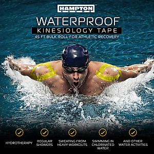 (135 Feet) Bulk Kinesiology Tape Waterproof Roll Sports Therapy Support for Knee, Muscle, Wrist, Shoulder, Back/Original Uncut Premium Therapeutic Elastic & Hypoallergenic Cotton - (Yellow)