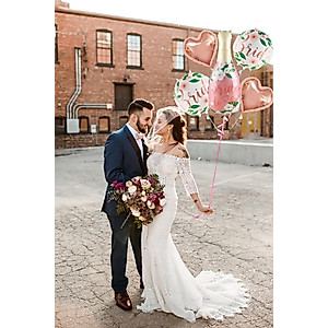 Flora Bride to Be Balloos, 38 inch Champagne Bottle Foil Balloons for Bachelorette Party Decorations,Balloons for Wedding Bridal Shower Party Decor, 5pcs