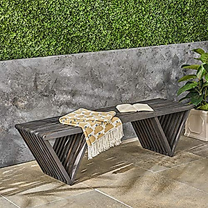 Christopher Knight Home Esme Outdoor Acacia Wood Bench, Dark Gray Finish