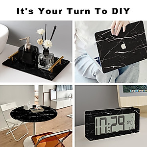 FUKU MON 24"x394" Black Marble Wallpaper Marble Contact Paper for Countertops Peel and Stick Countertops Self Adhesive Waterproof Removable Granite Wallpaper Stick on Wallpaper Kitchen Bathroom