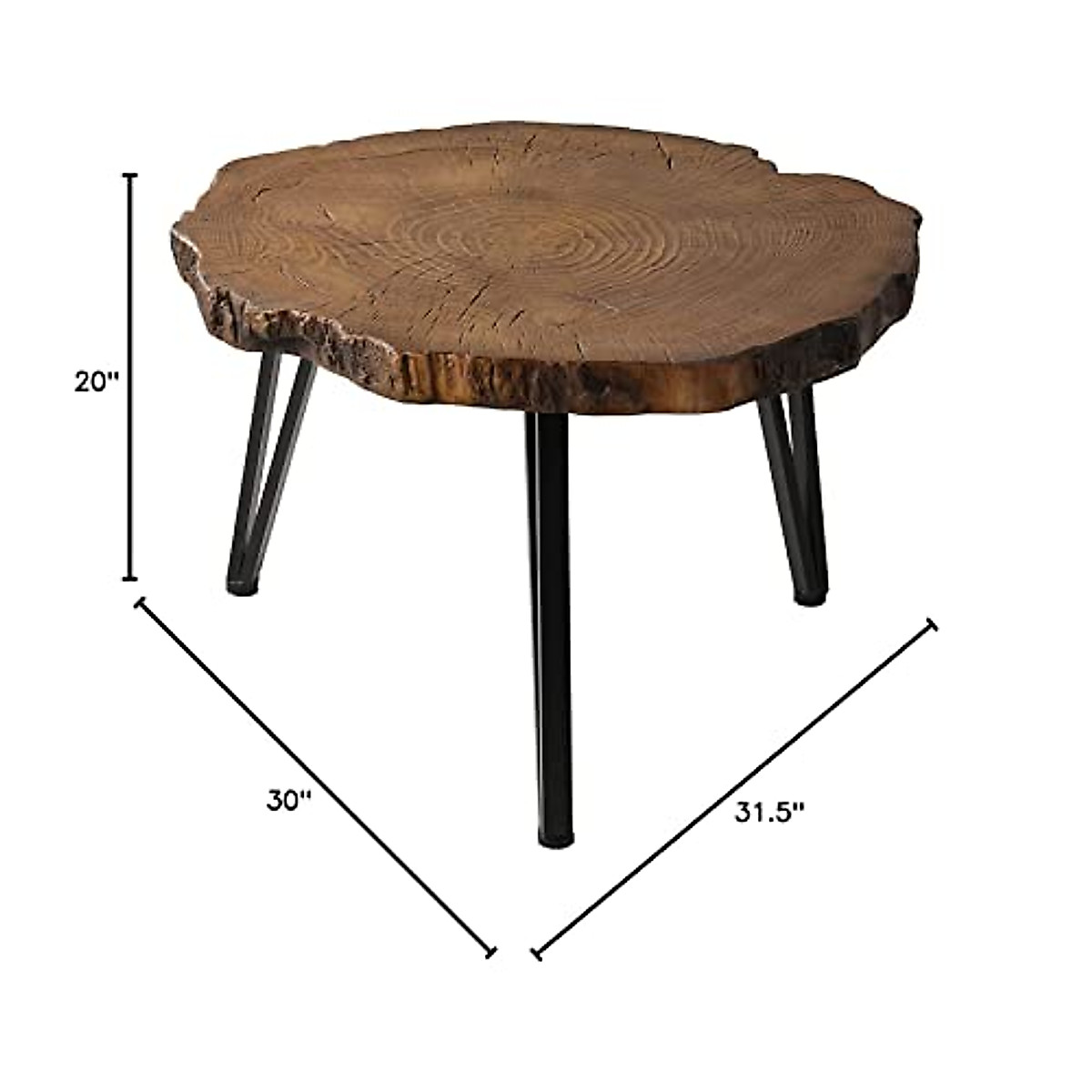 SUNBURY Outdoor Indoor Coffee Table, 31" Wooden Look Coffee Table, Concrete Outdoor Side Table, Modern Round Metal Coffee Table for Livingroom Bedroom, Garden, Backyard