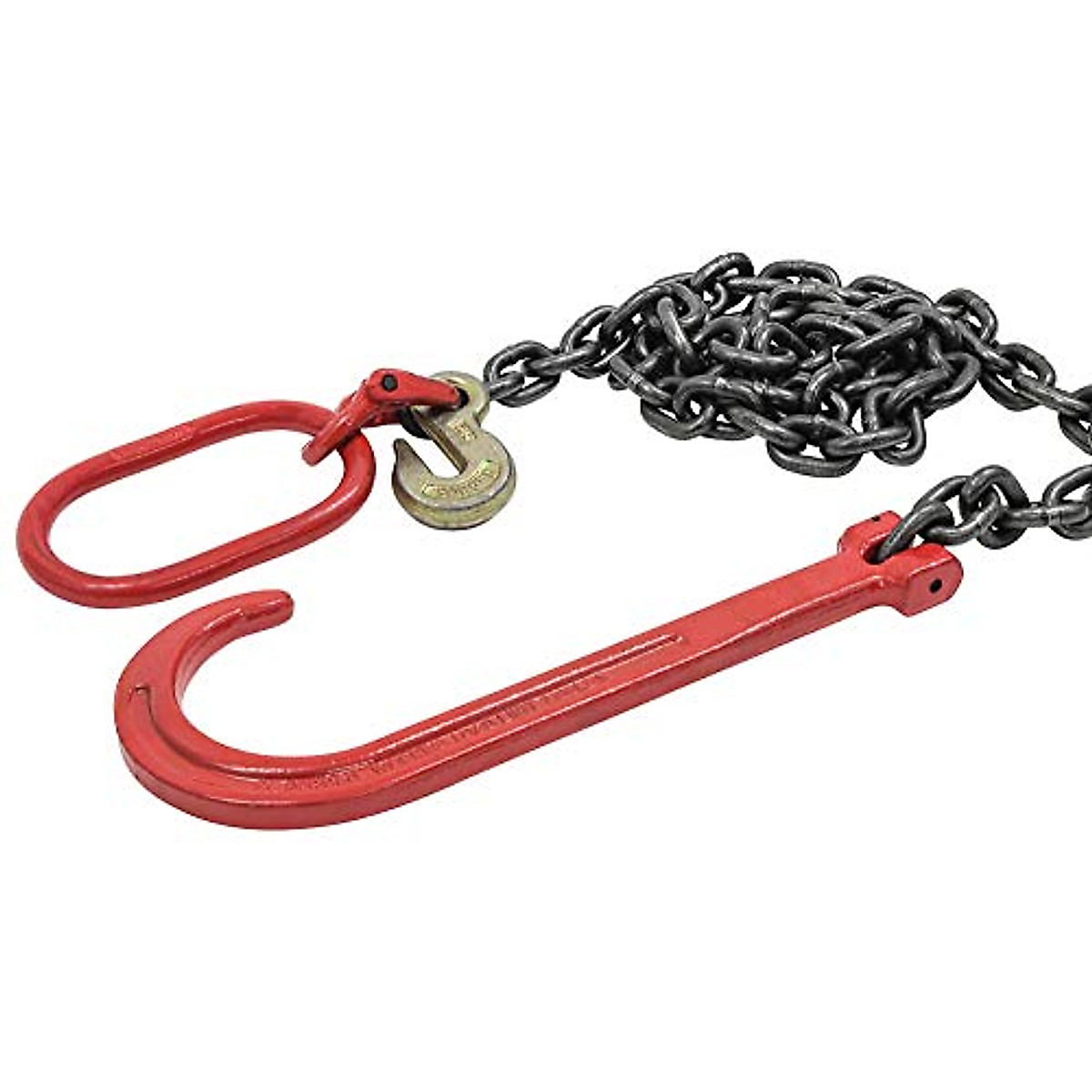 Mytee Products 3/8" x6' G80 15" Long Shank J Hook Tow Chain Recovery w/Eye Cradle Grab Hook - 7100 LBS WLL - Rollback Towing Chain for Car Wrecker Recovery Flatbed Trailers Truck - Towing Equipment