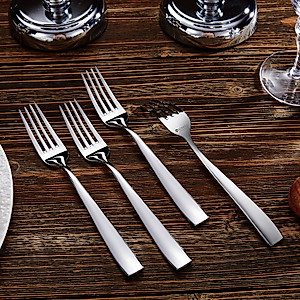 KEAWELL Premium 4-Piece Louis Dinner Fork, 18/10 Stainless Steel, Set of 4, Fine Fork Set with Squared Edge, Dishwasher Safe (8.3 inches)