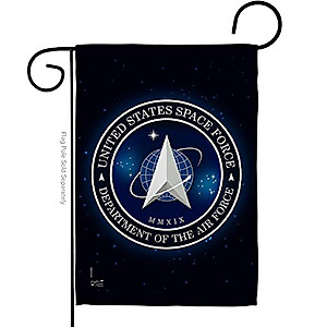 Breeze Decor Space Garden Flag Armed Forces USSF United State Air American Military Delta Official House Decoration Banner Small Yard Gift Double-Sided, 13"x 18.5", Made in USA