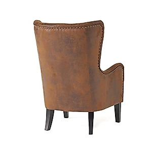 Christopher Knight Home Lorenzo Fabric Studded Club Chair, Brown 36D x 26.75W x 41.5H in
