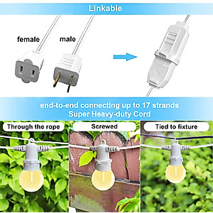 WOOLZ 50FT Led Outdoor Patio Lights with 24+1(Spare) 1W Dimmable Shatterproof G40 Bulbs, Waterproof Outdoor String Lights for Garden, Bistro, Cafe, Pergola and Porch.