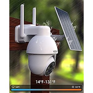 VIZIUUY 5MP Solar Security Camera Outdoor, Wireless Battery Powered Security Camera with 360°View, Pan and Tilt, Color Night Vision with Floodlight,PIR Human Detection,Compatible with Alexa