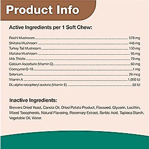NaturVet Mushroom Max Advanced Immune Support Dog Supplement – Helps Strengthen Immunity, Overall Health for Dogs – Includes Shitake Mushrooms, Reishi, Turkey Tail – 60 Ct.