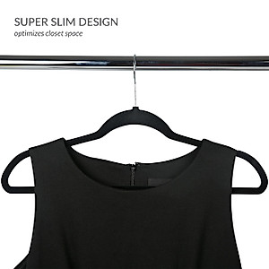 Simplify Slim Velvet Clothes Hangers | 100 Pack | Non-Slip | Shirts | Suit | Pants | Dresses | Garments | Closet Storage & Organization | Durable | Black