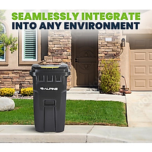 Alpine 64 Gallon Trash Can with Wheels - Large Heavy Duty Outdoor Trash Can with Lid, Rolling Trash Can Outdoor, Outside Wheeled Garbage Can for Residential and Commercial Use (Black)