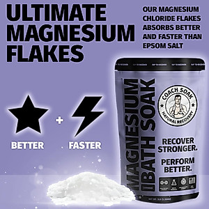 Coach Soak Recovery Bath Soak - Faster Absorption Than Epsom Salt for Pain - Rejuvenating Magnesium Flakes with 21 Minerals, Essential Oils & Bath Salts, 3lbs (Calming Lavender)