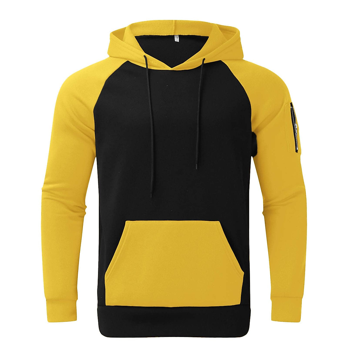 Muscularfit recent orders Mens Big and Tall Hoodies Pullover Color Block Long Sleeve Gym Workout Hoodies Casual Lightweight Sweatshirt 2023 mens sweatshirts hoodies zip up front Yellow 3X
