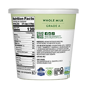 Green Valley Lactose Free Organic Whole Milk Plain Yogurt, 24 Ounce