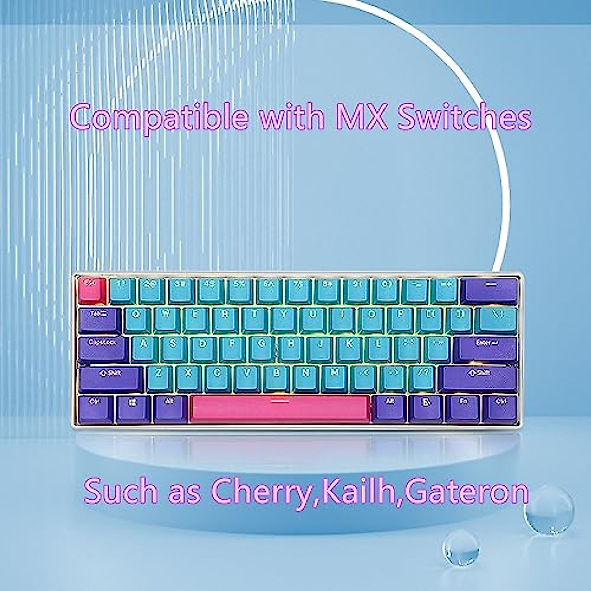 BOYI Shine-Through Keycaps, BOYI 61 Key ANSI Layout OEM Profile PBT ...