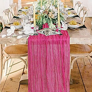 Gauze Table Runner Hot Pink 10Ft Cheesecloth Table Runners Rustic Wedding Decorations for Table Farmhouse Kitchen Table Runner Wide Coffee Table Runner Cheese Clothes Table Runner for Bridal Shower