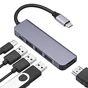 USB Type C Hub 5-in-1 USB C Adapter with 4K USB C to HDMI,USB3.0 with 5GB Data Transfer Compatible with Type c laptops