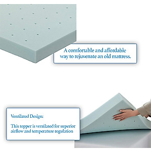Nestl Mattress Topper, Gel Infused Memory Foam Mattress Topper, Ventilated Design Mattress Pad, 4 Inch, Twin Size