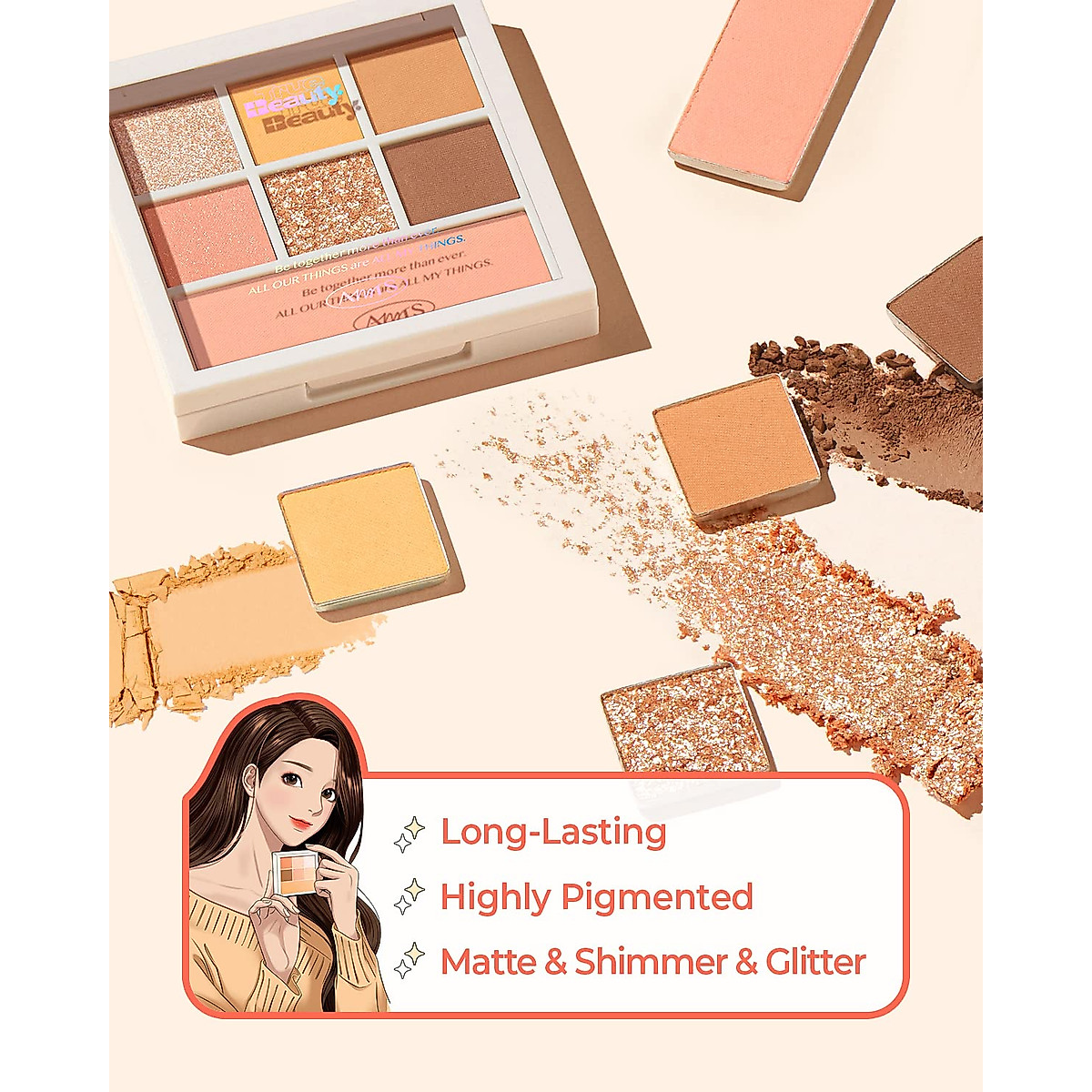 AMTS x True Beauty Edition - Some Sweet EyeShadow Makeup Palette | Matte Shimmer Metallic, Long Lasting, Cheek blush, All My Things, K Beauty, Pink Gold makeup