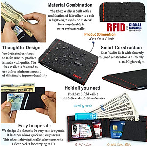 VBAX Microfiber Waterproof RFID Slim Bifold Wallet for Men - Minimalist Front Pocket Card Holder Holds up to 10 Cards and Cash, Grey Ash