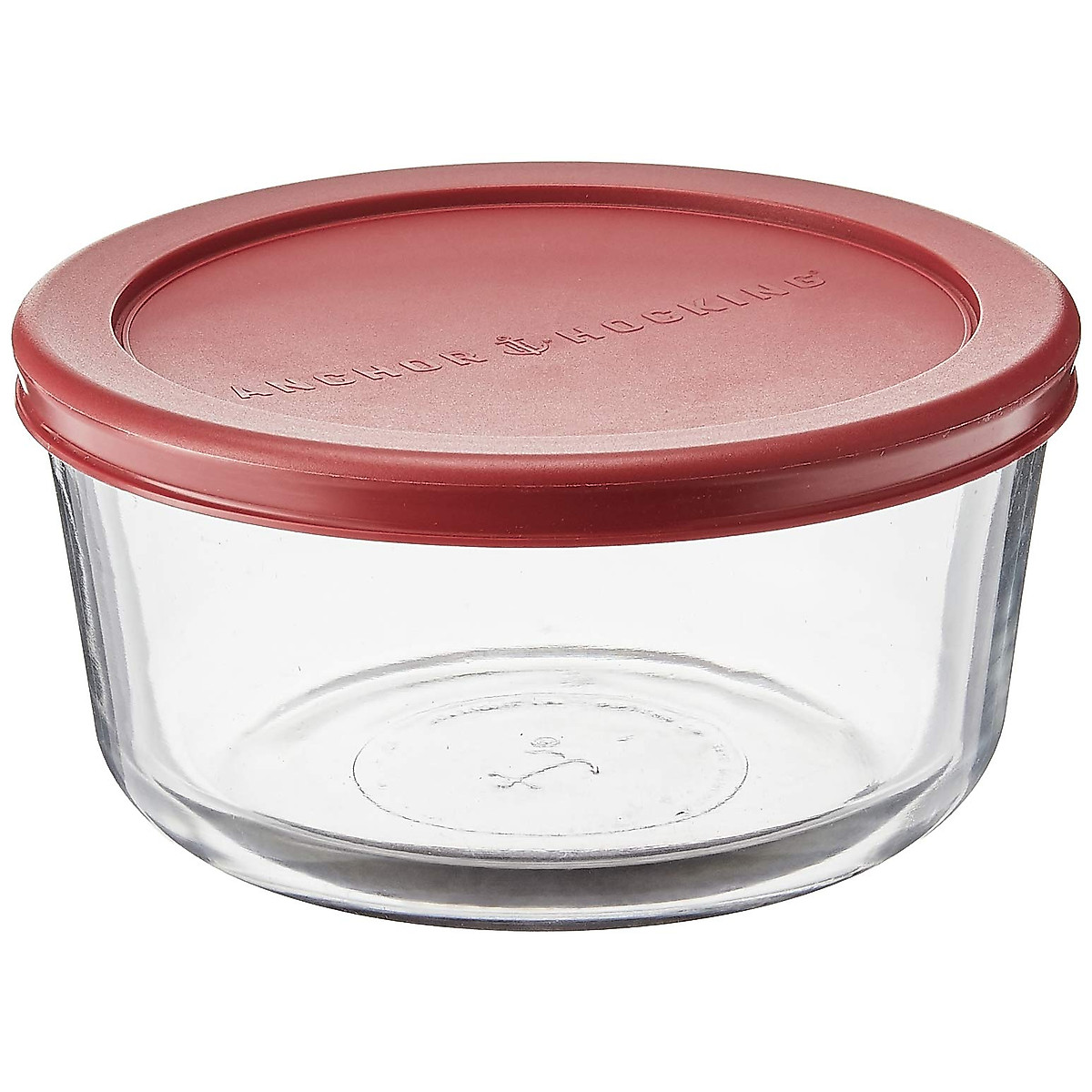 Anchor Hocking 8-Piece 4-Cup Round Clear glass Food Storage Containers with Red Plastic Lid, Set of 4 -
