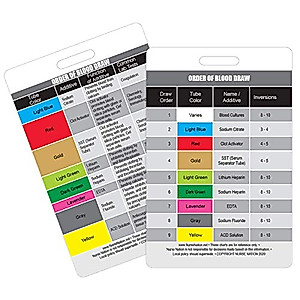 Order of Blood Draw Vertical Badge Card - Resource for Nurses, Nursing Clinicals and RN Students - Nursing School Supplies and Accessories - Made Durable Plastic