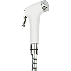 Brondell PS-91W PureSpa Essential Handheld Bidet Sprayer for Toilets, Includes Spiral Metal Hose and Holster, Ambient Temperature, White