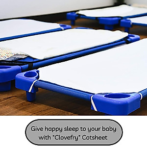 Clovefry Toddler and Preschool Cot Sheets - Daycare/Pre-School Cot Sheet - Corner Elastic Loops - Cot Bed Fitted Sheet - Poly Cotton Surface Set of 6 (22" W X 52" L) - Navy Blue