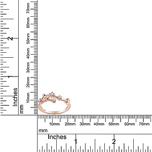 AFFY 1/10 Carat Natural Round Diamond Celestial Star Horoscope Astrology Gemini Zodiac Sign Ring In 14k Rose Gold Over Sterling Silver (0.1 Cttw, H-I Color, I1-I2 Clarity) Ring Size - 7.5