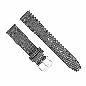 Ewatchparts 20MM CANVAS LEATHER WATCH BAND STRAP COMPATIBLE WITH IWC PILOT TOP GUN PORTUGUESE GREY