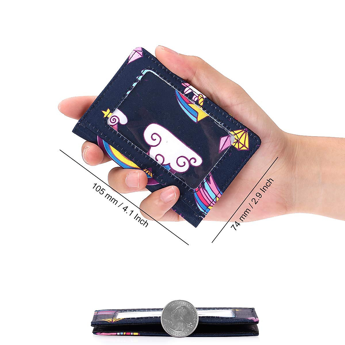 KAMO Slim Minimalist Wallet - Front Pocket Wallets with ID Window Wallet for Men Women Lady Girl Teens