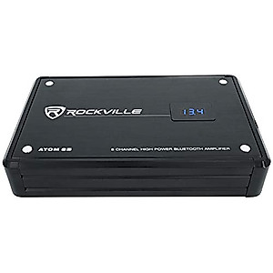 Rockville ATOM 8B 8 Channel 3500 Watt Marine/Boat Amplifier Bundle with Rockville RWK42 4 Gauge 4 Chan Car Amp Wiring Installation Wire Kit & Rockville RTR172 17 Foot RCA Cable Split Pin (3 Items)