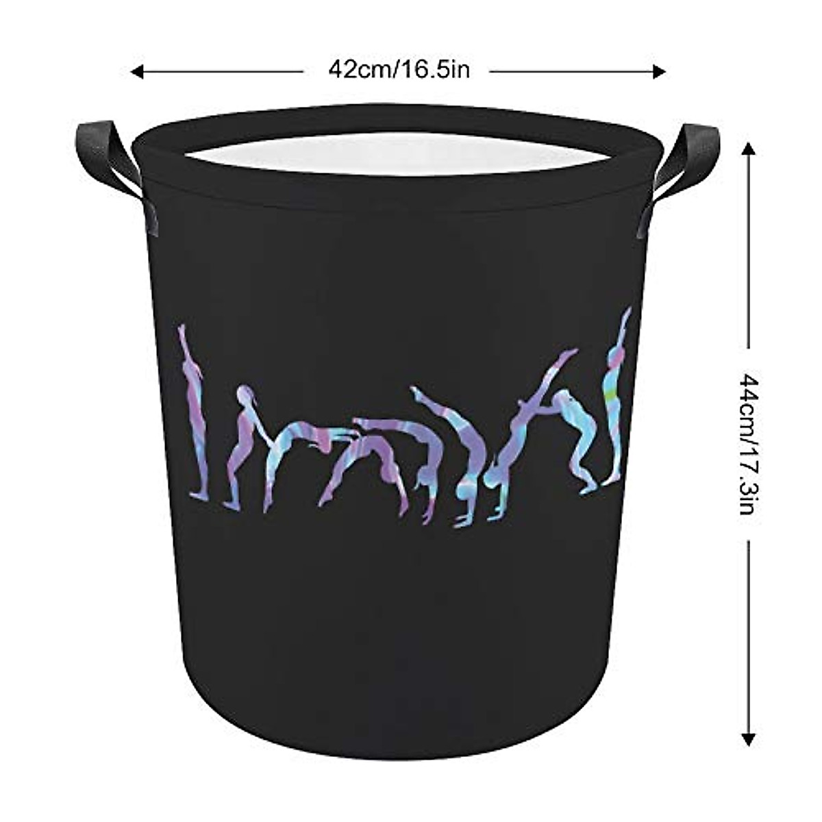 Back Handspring Progression Silhouette Gymnastics Laundry Basket Hamper Bag Dirty Clothes Storage Bin Waterproof Foldable Collapsible Toy Organizer for Office Bedroom Clothes Toys Gift Basket