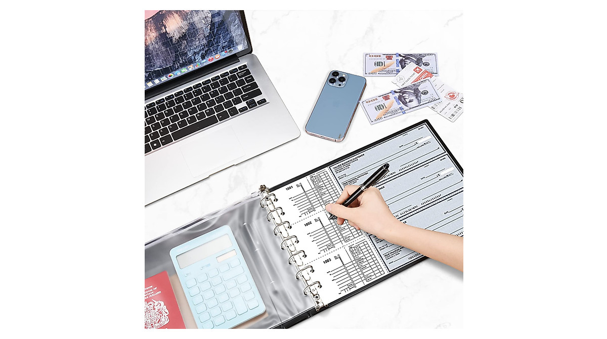 Premium 7 Ring Business Check Book Binder - Holds 600 Checks
