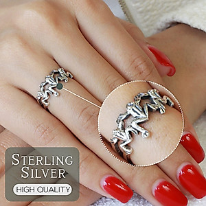 Sterling Silver Three Little Frogs Ring Size 8