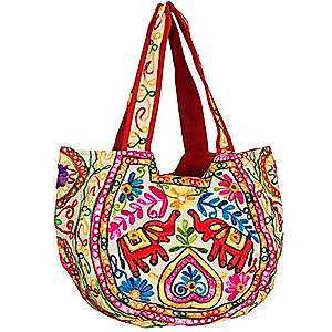 TribeAzure Elephant Tote Embroidered Mirror Shoulder Bag Top Handle Satchel Summer Beach Casual Fashion