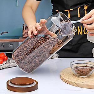 Datttcc 100 oz Glass Storage Canisters with Wood Lids,Clear Food Storage Container Jars with Airtight for Noodles,Flour, Cereal,Sugar,Rrice,Tea,Coffee Beans,4 Pack