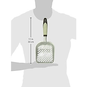 Petmate Metal Cat Litter Scoop, Premium Non-Stick Large Cat Litter Scooper, Deep Shovel Kitty Litter Scoop with Non-Slip Handle & Curved Design for Maximum Coverage