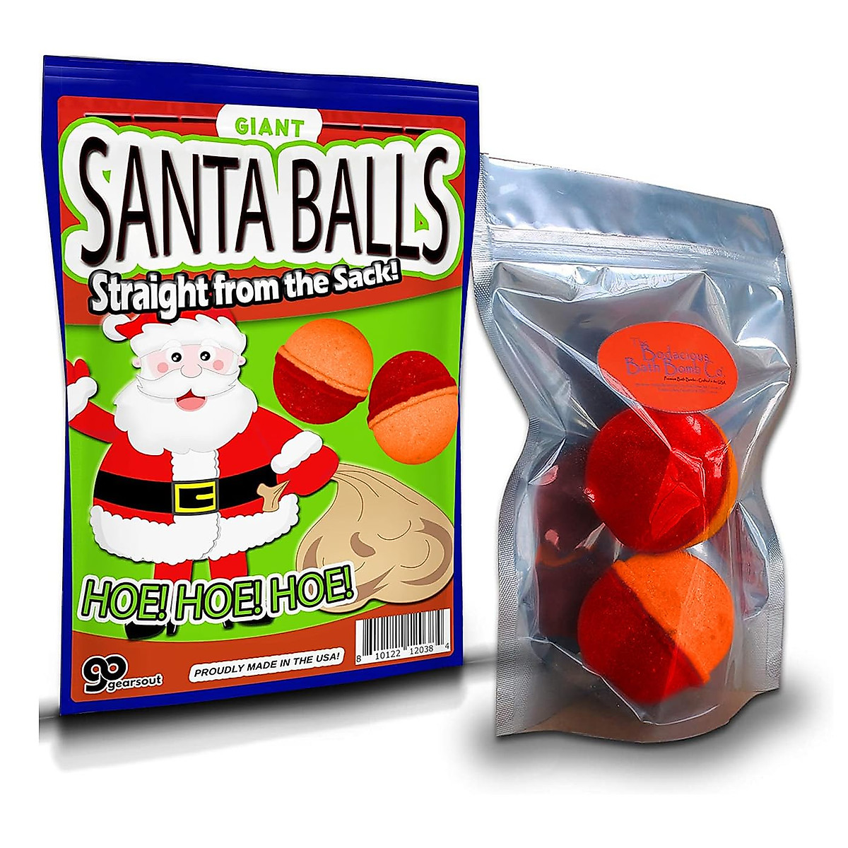 Giant Santa Balls Bath Bombs - Merry Christmas Bath Gifts for Friends - Black Cherry Scent Funny Santa Hat Holiday Humor Stocking Stuffer for Grownups - Adult Spa Gifts