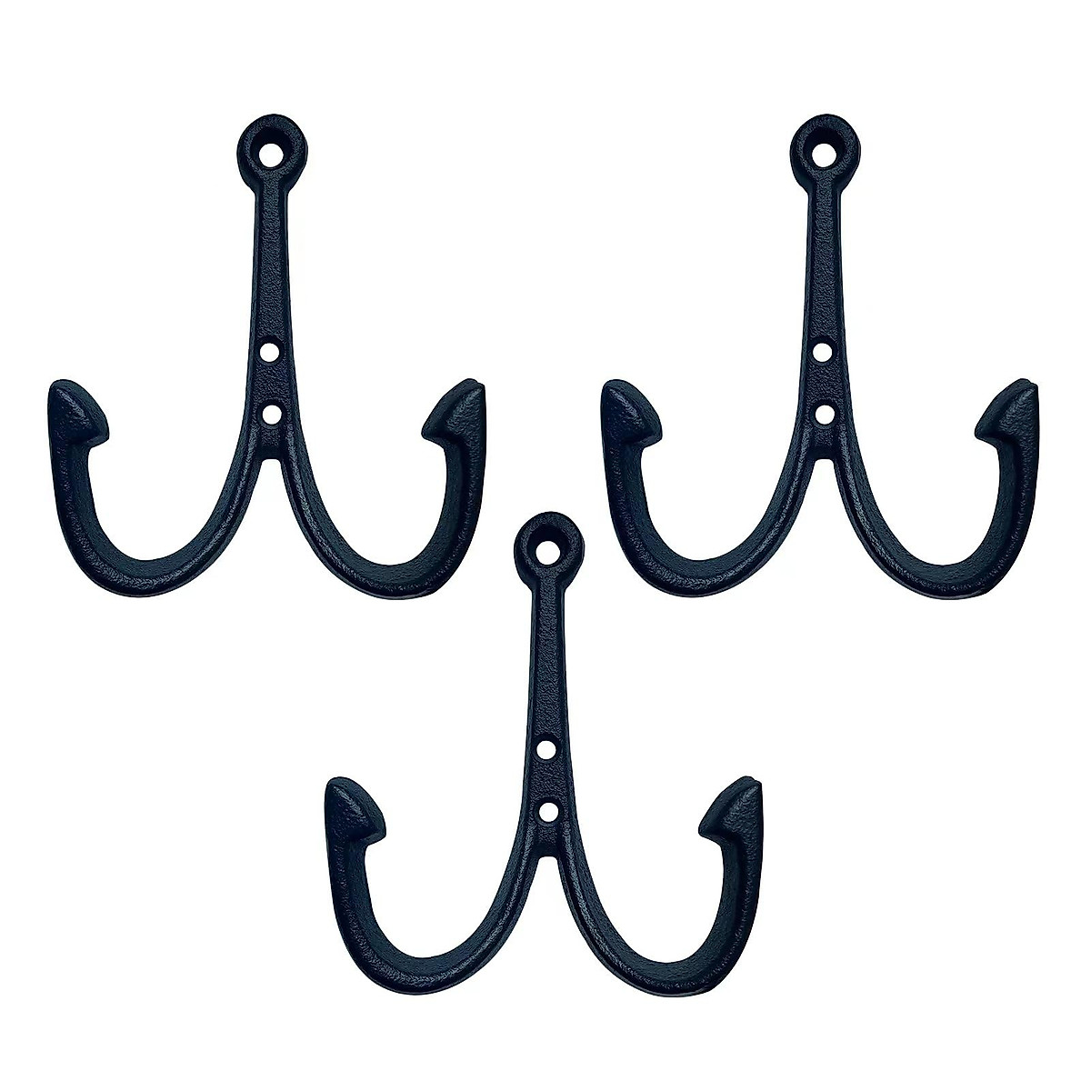 HomeHand Nautical Anchor Cast Iron Black Wall Hook Coat Hooks Bathroom Towel Keys Hooks Screws Included (3 PCS)