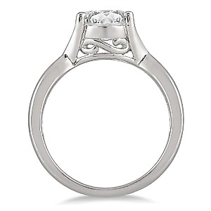 AGS Certified 1 Carat Diamond Solitaire Ring in 14K White Gold (H-I Color, I1-I2 Clarity)