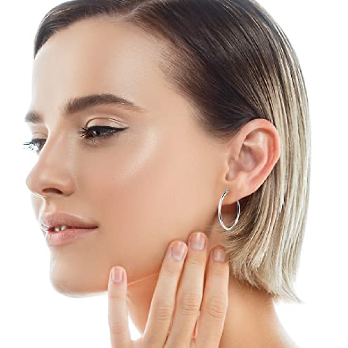 Hoops & Loops - Sterling Silver 30mm High Polished Click Top Hoop Earrings in Sterling Silver